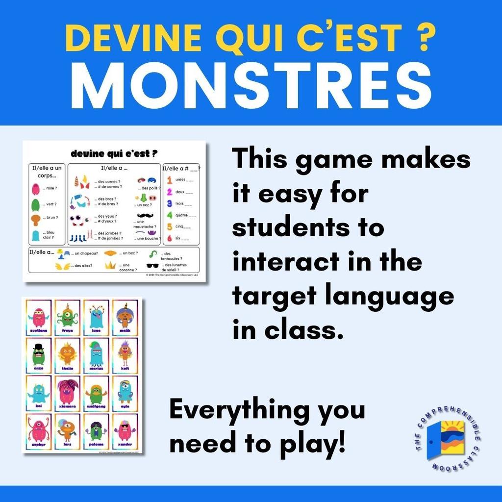 The Comprehensible Classroom | Devine qui c’est ? : Monstres