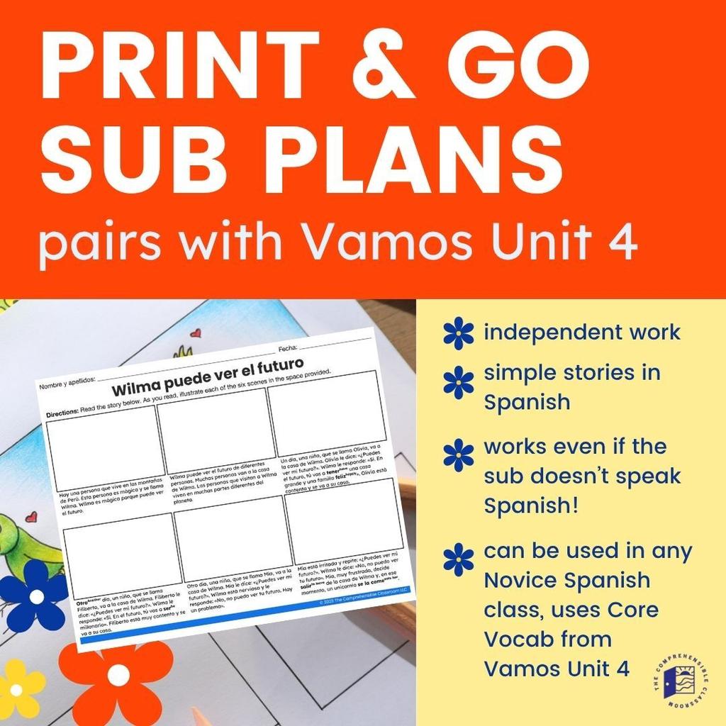 The Comprehensible Classroom | Print & Go Sub Plans | Novice Spanish…