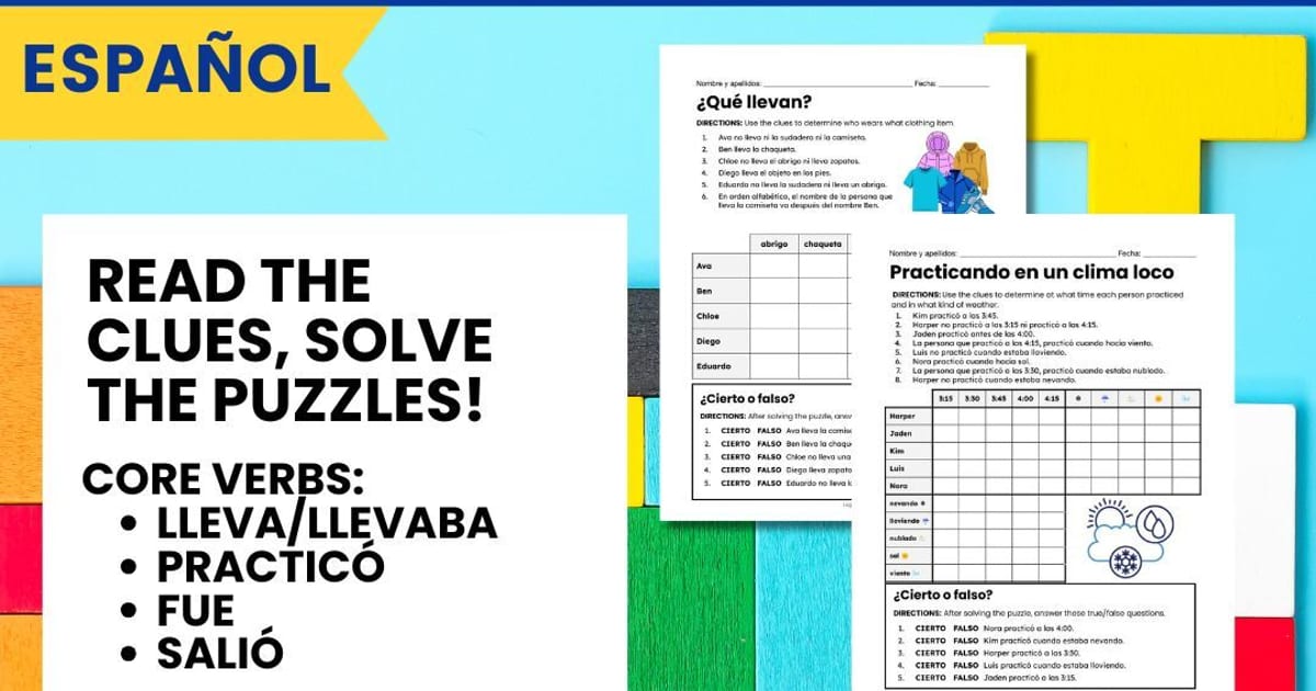 The Comprehensible Classroom | Spanish Logic Puzzles for Novice…