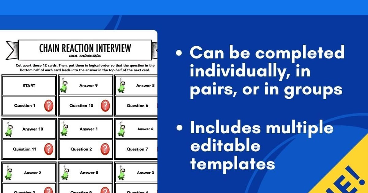 The Comprehensible Classroom | Chain Reaction Form