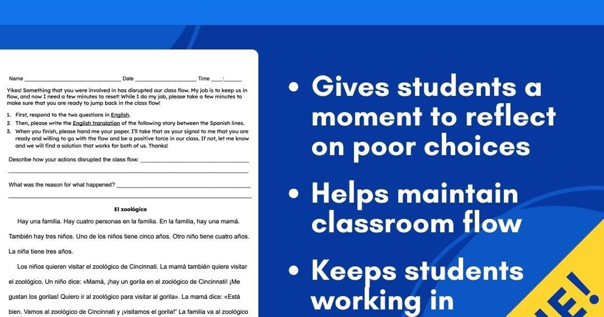 The Comprehensible Classroom | Classroom Management Worksheet for…