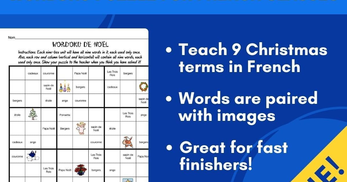 The Comprehensible Classroom | Noël | Wordoku Puzzle