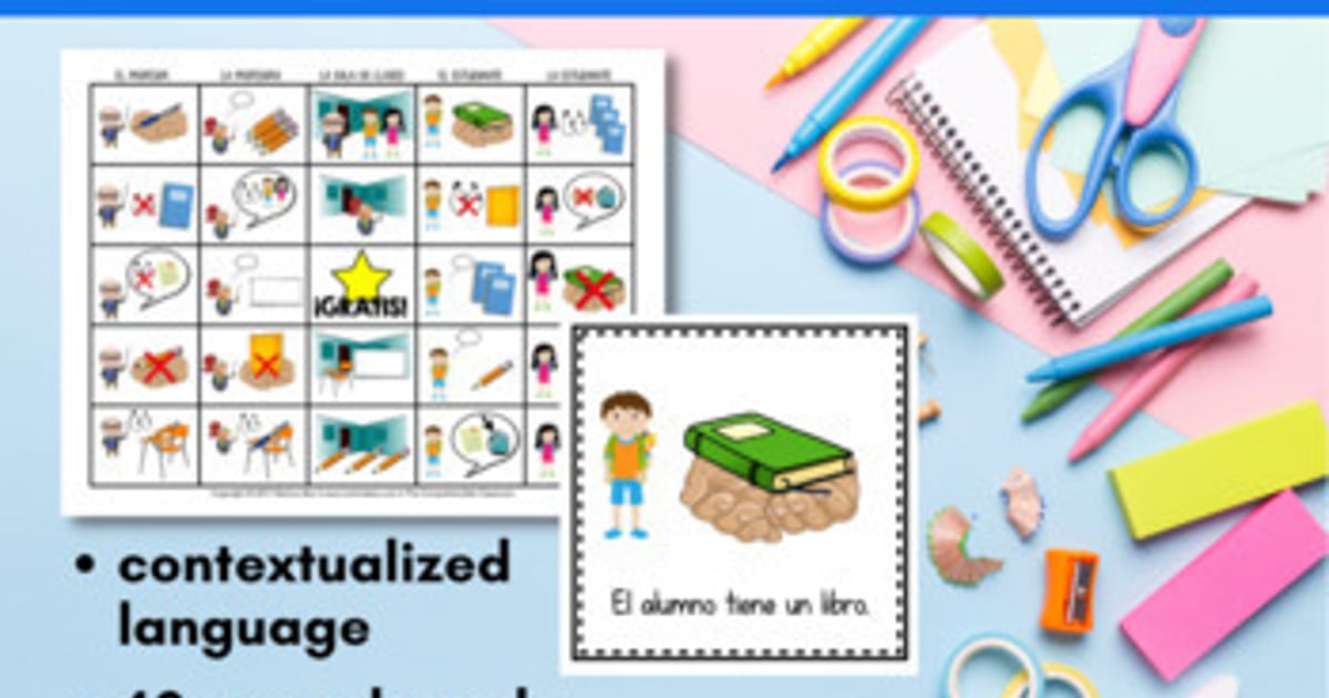 The Comprehensible Classroom | School supplies Bingo | SPANISH
