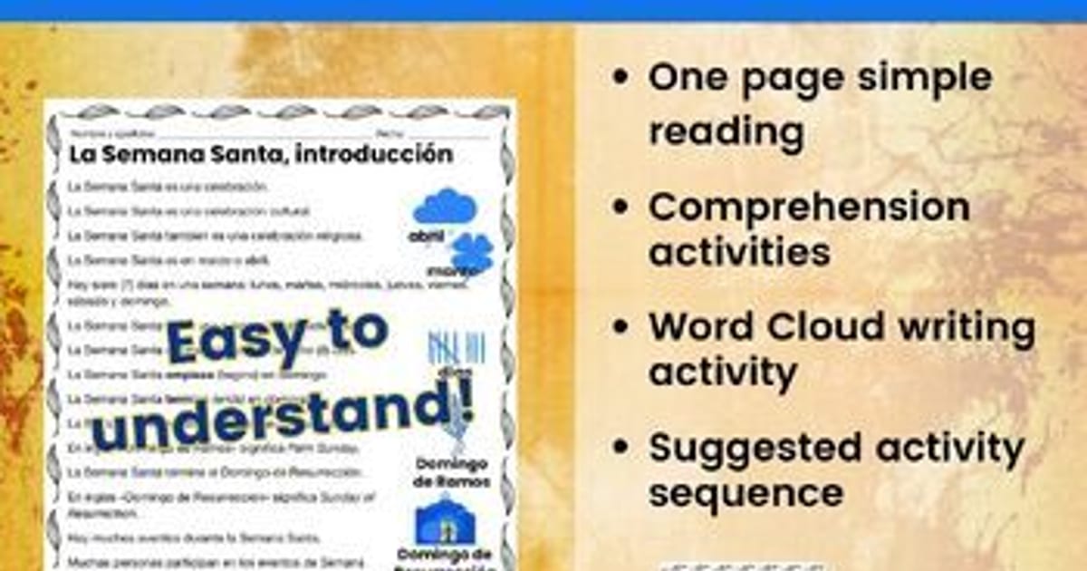 The Comprehensible Classroom | Semana Santa | Basic reading in Spanish