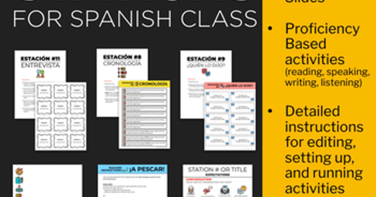 The Comprehensible Classroom | Editable Stations for Spanish Classes