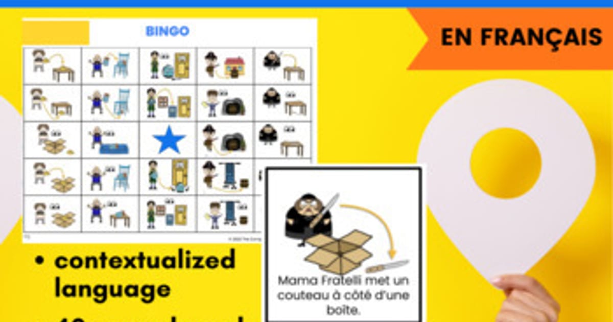 The Comprehensible Classroom | Preposition Bingo | FRENCH