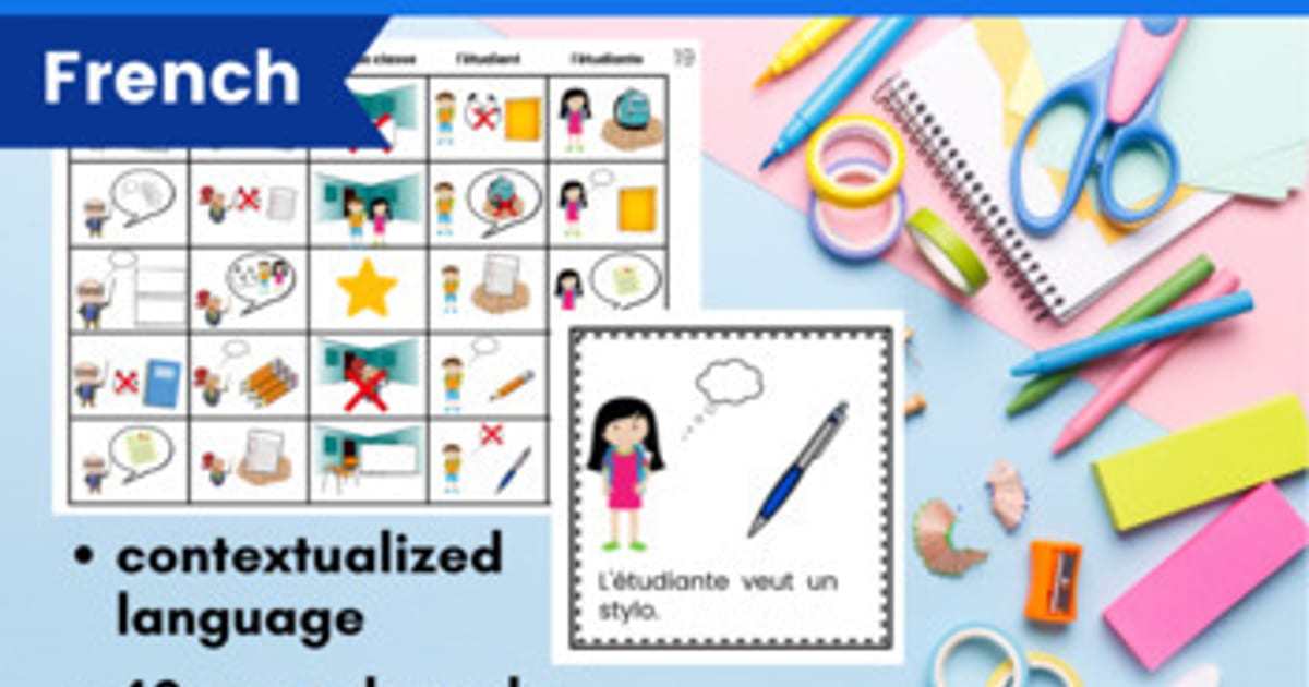 The Comprehensible Classroom | School Supplies Bingo | FRENCH