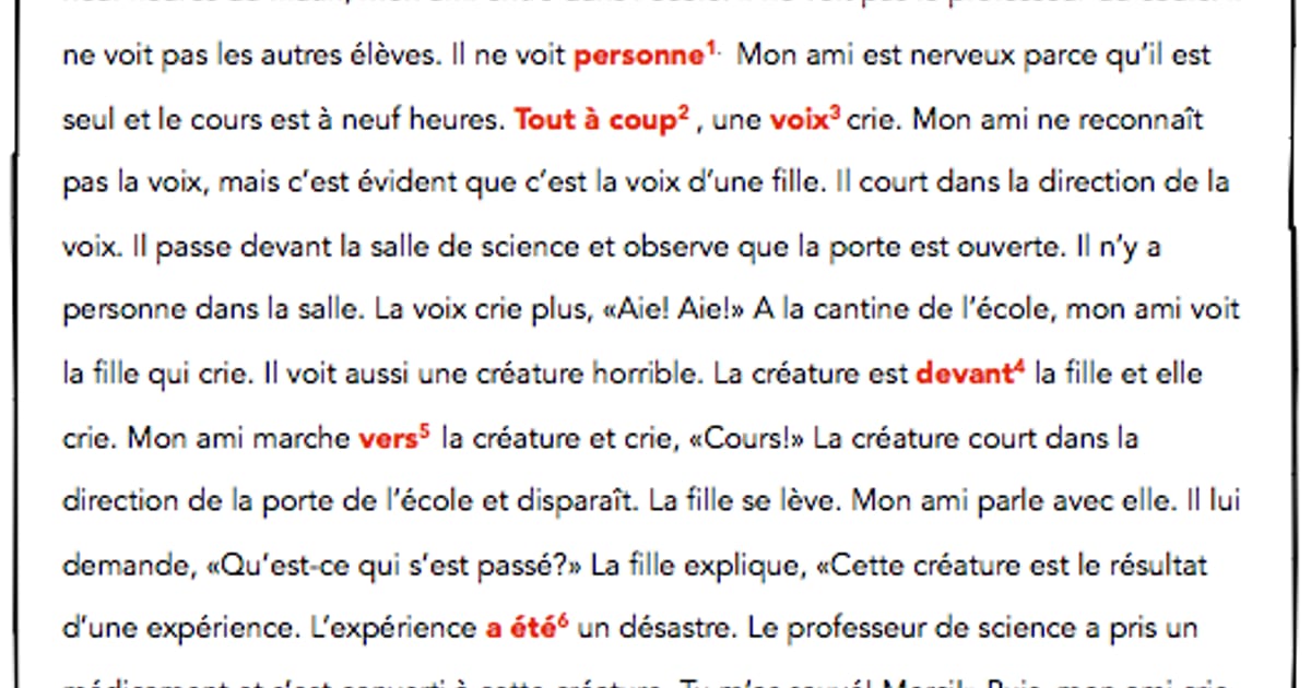 The Comprehensible Classroom | La créature: a reading for French 1