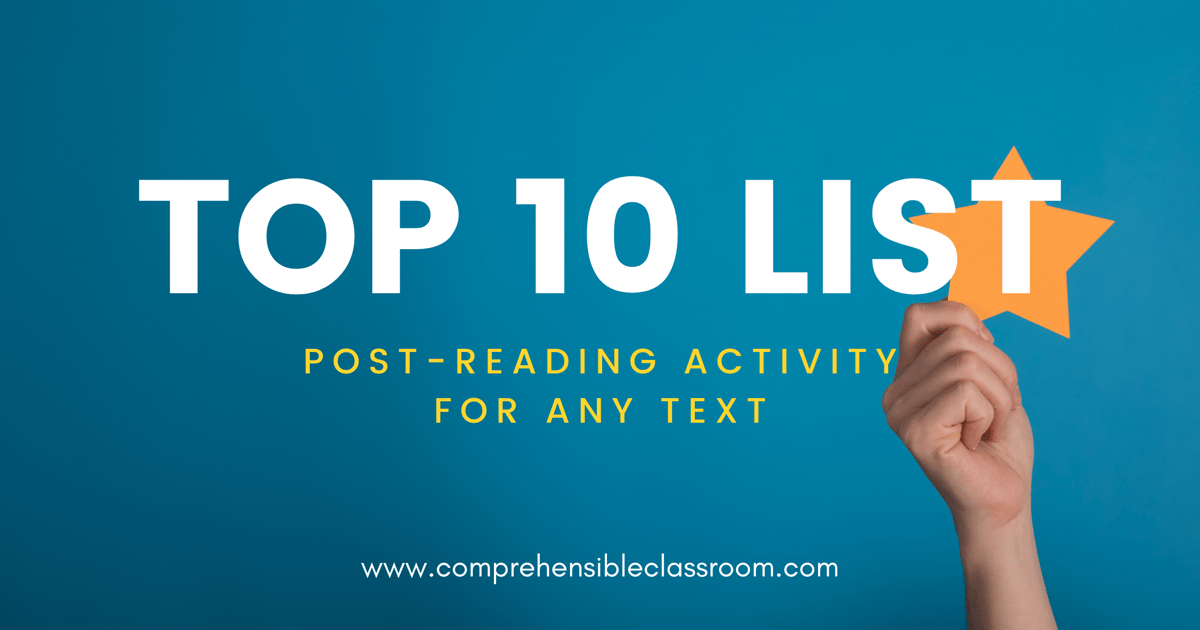 The Comprehensible Classroom | Top Ten reading activity for language…
