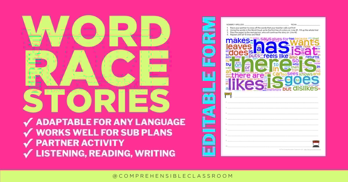 The Comprehensible Classroom | Word Race Stories