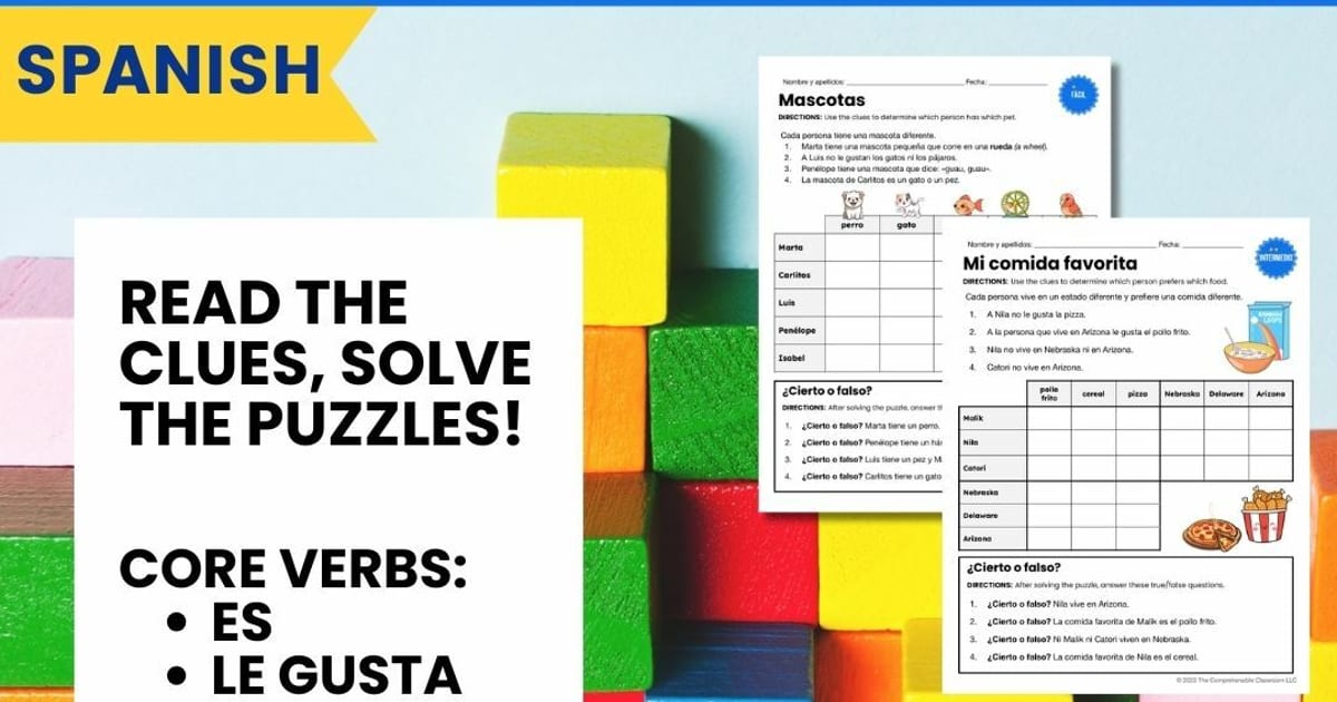 The Comprehensible Classroom | 5 Logic Puzzles for Novice Spanish