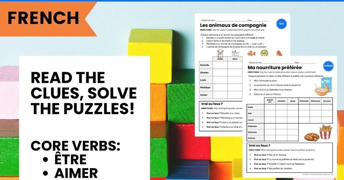 The Comprehensible Classroom | 5 Logic Puzzles for Novice French
